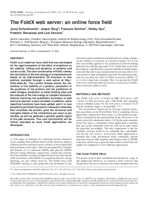 (PDF) The FoldX web server: an online force field