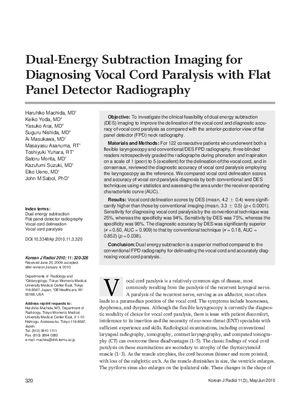 (PDF) Dual-Energy Subtraction Imaging for Diagnosing Vocal Cord ...