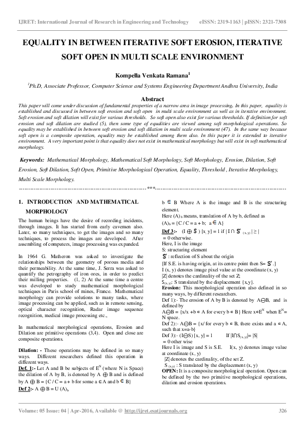 Pdf Equality In Between Iterative Soft Erosion Iterative Soft Open