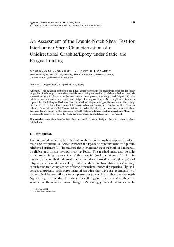 (PDF) An Assessment of the Double-Notch Shear Test for Interlaminar ...