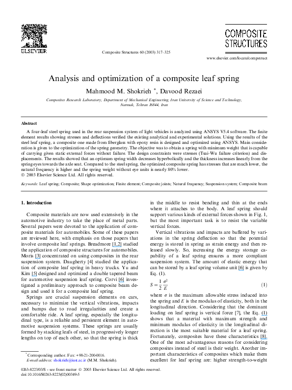 (PDF) Analysis and optimization of a composite leaf spring