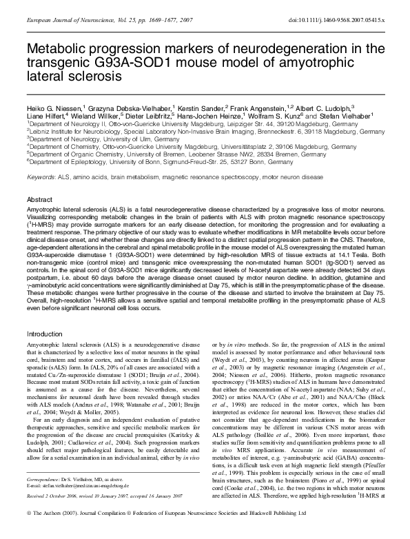 (PDF) Metabolic progression markers of neurodegeneration in the ...