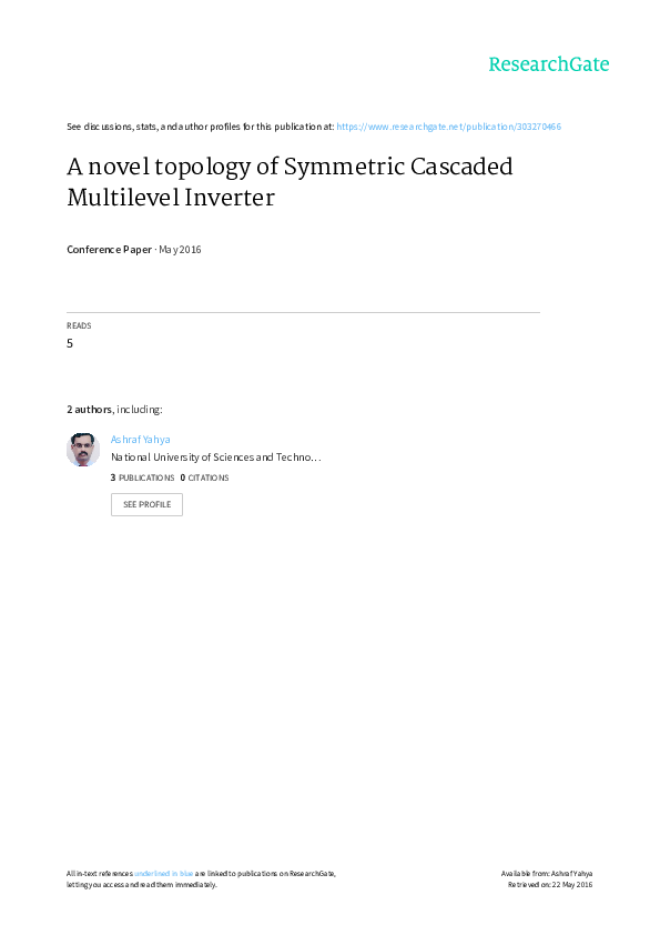 (PDF) A novel topology of Symmetric Cascaded Multilevel Inverter