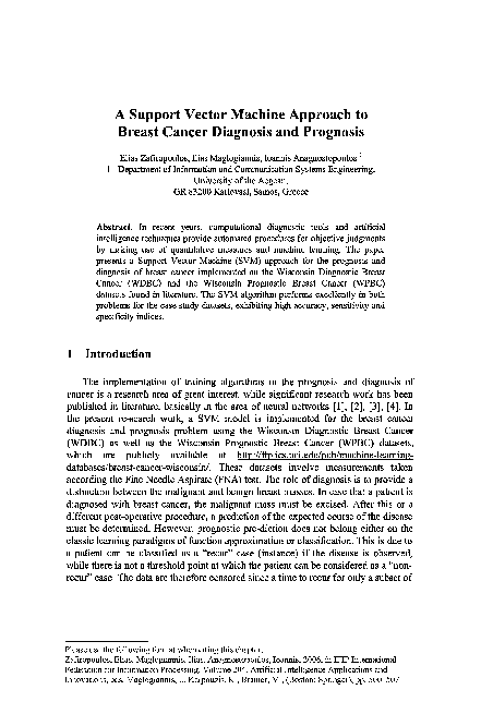(PDF) A Support Vector Machine Approach to Breast Cancer Diagnosis and Prognosis