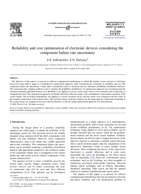 (PDF) Reliability and cost optimization of electronic devices ...