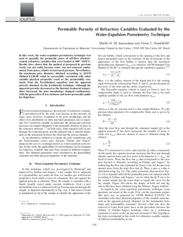 (PDF) Permeable Porosity of Refractory Castables Evaluated by the Water ...