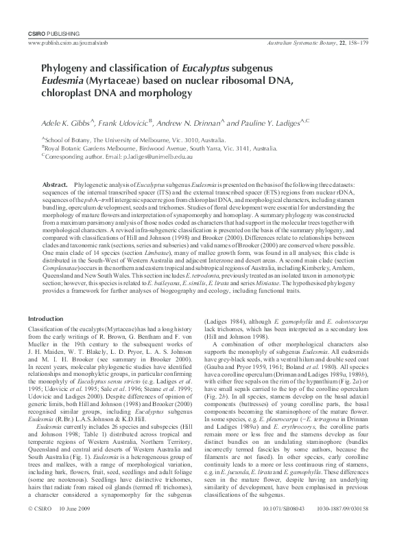(PDF) Phylogeny and classification of Eucalyptus subgenus Eudesmia ...
