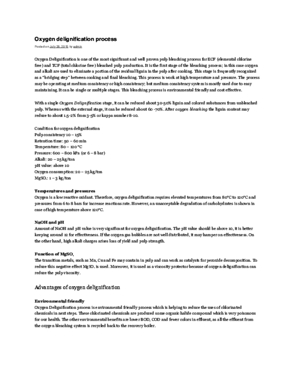 (DOC) Oxygen delignification process