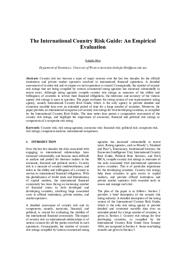 (PDF) The International Country Risk Guide: An Empirical Evaluation