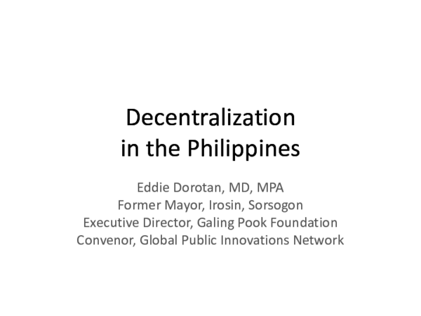 (PDF) Decentralization in the Philippines