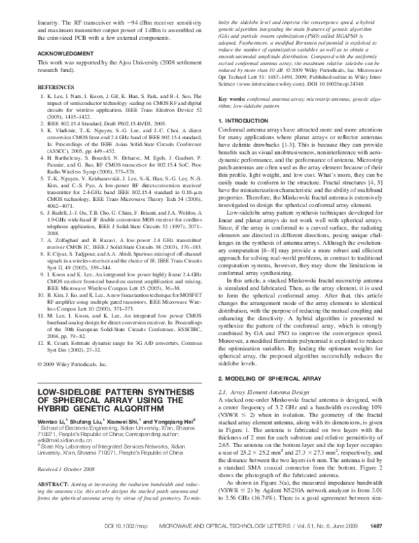 Pdf Low Sidelobe Pattern Synthesis Of Spherical Array Using The Hybrid Genetic Algorithm 9053