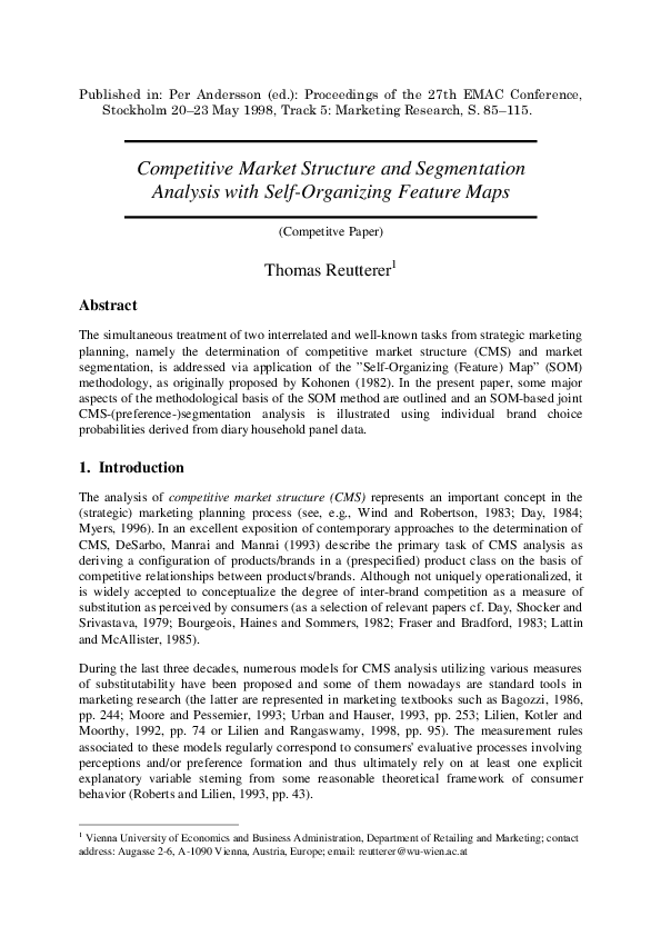 (PDF) Competitive market structure and segmentation analysis with self-organizing feature maps