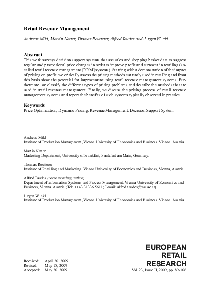 (PDF) Retail revenue management
