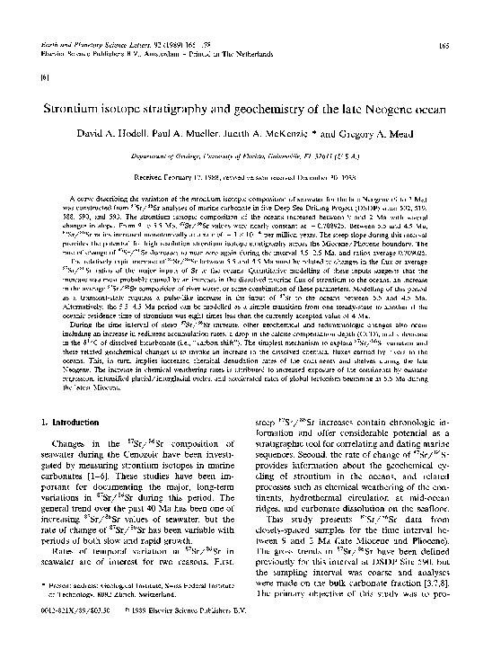 (PDF) Strontium isotope stratigraphy and geochemistry of the late ...