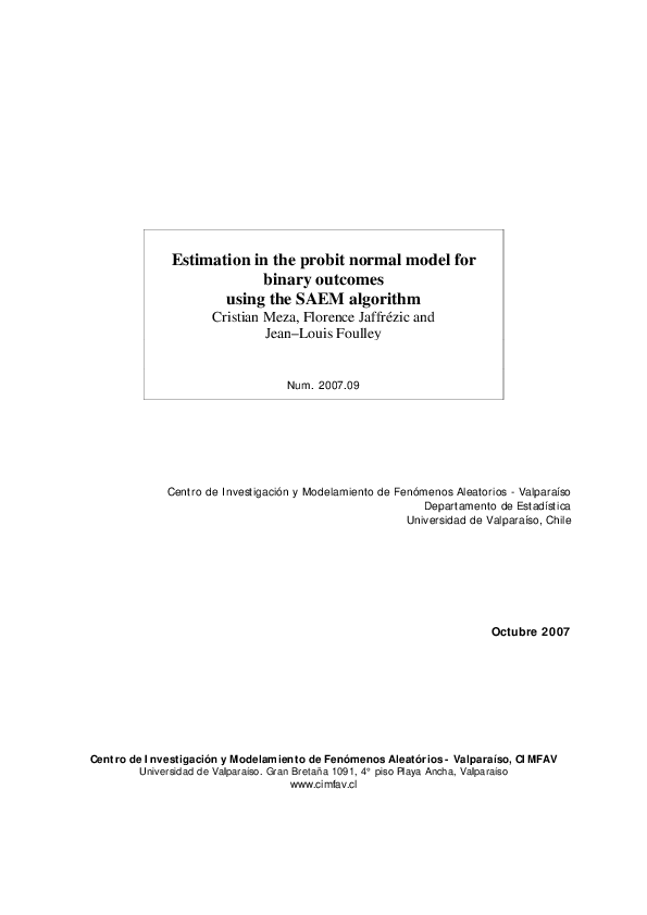 Pdf Estimation In The Probit Normal Model For Binary Outcomes Using