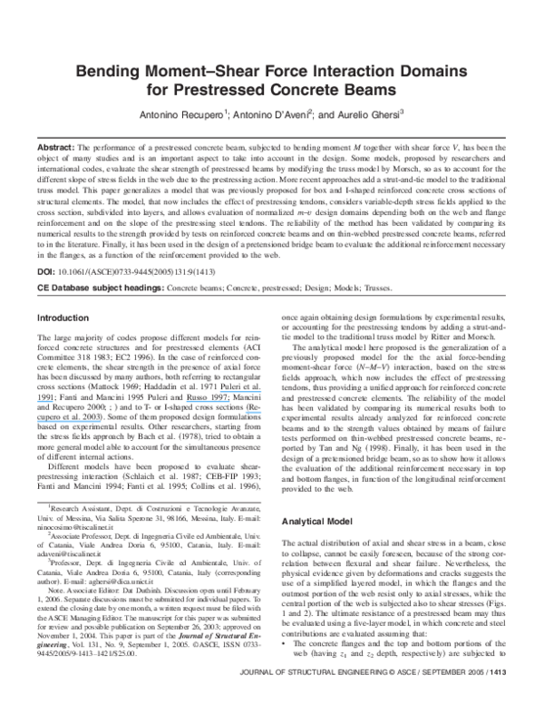 (PDF) Bending Moment–Shear Force Interaction Domains for Prestressed Concrete Beams
