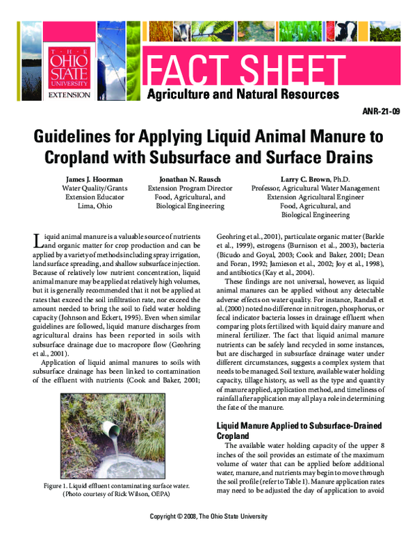 (PDF) Guidelines for Applying Liquid Animal Manure to Cropland with ...