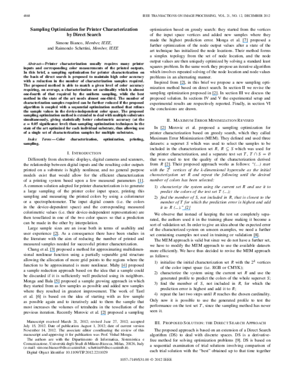 (PDF) Sampling Optimization for Printer Characterization by Greedy Search