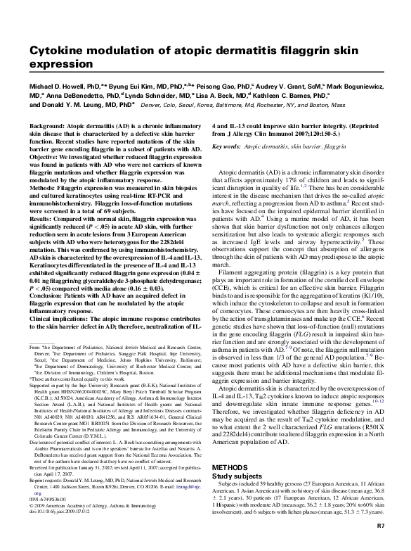 (PDF) Cytokine modulation of atopic dermatitis filaggrin skin expression