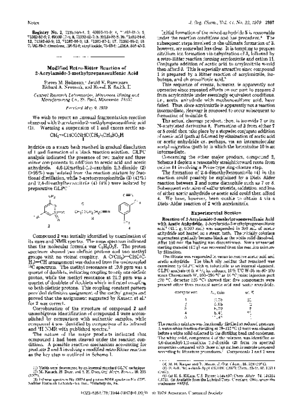(PDF) Modified retro-Ritter reaction of 2-acrylamido-2 ...