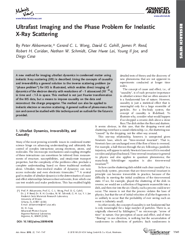 (PDF) Ultrafast Imaging and the Phase Problem for Inelastic X-Ray ...
