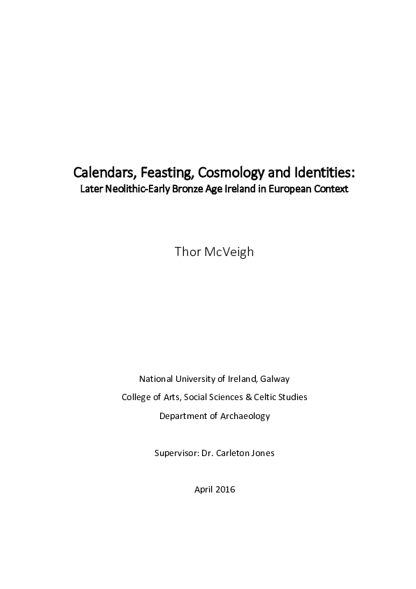 (PDF) Calendars, Feasting, Cosmology and Identities: Later Neolithic ...