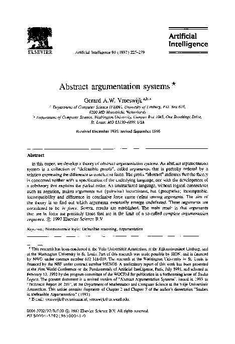 Pdf Abstract Argumentation Systems