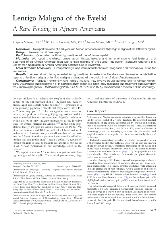(PDF) Lentigo Maligna of the Eyelid