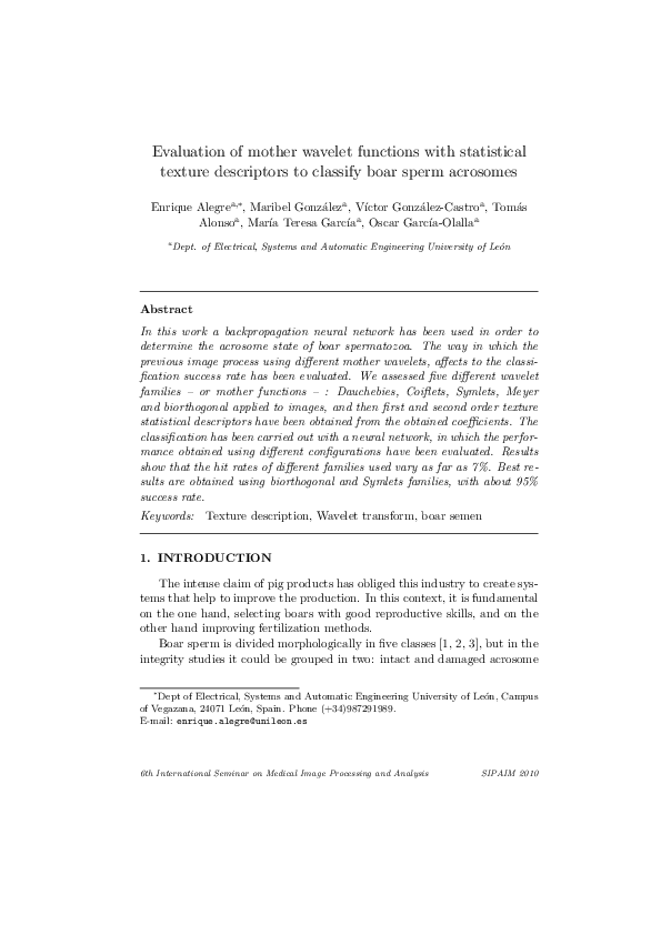Pdf Evaluation Of Mother Wavelet Functions With Statistical Texture Descriptors To Classify