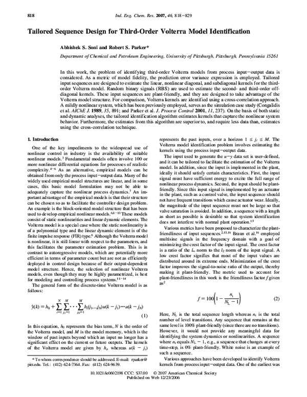 (PDF) Tailored Sequence Design for Third-Order Volterra Model Identification