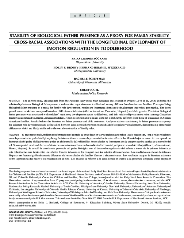 (PDF) Stability of Biological Father Presence as a Proxy for Family ...