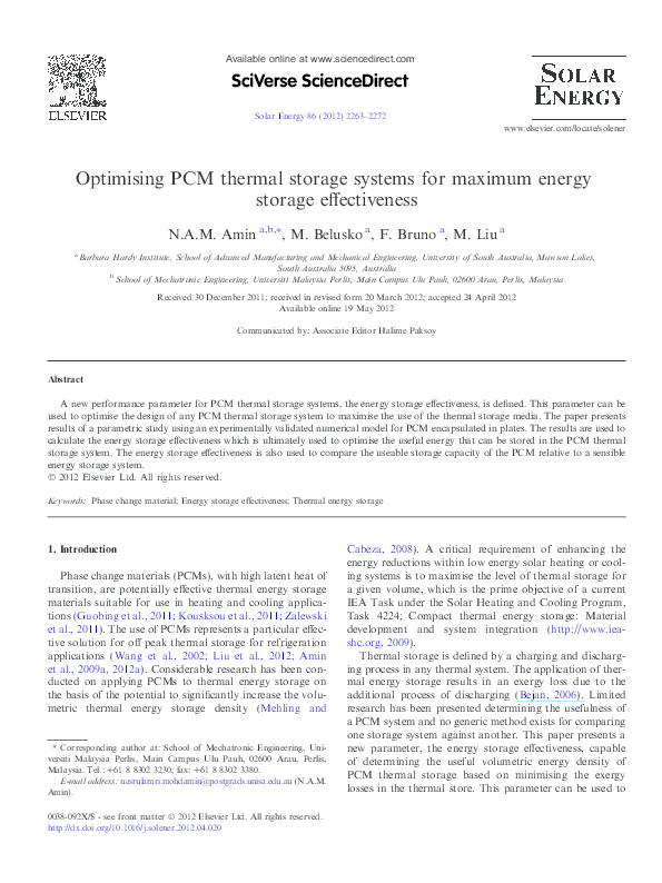 (PDF) Optimising PCM thermal storage systems for maximum energy storage ...
