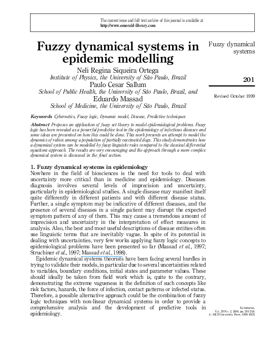 (PDF) Fuzzy dynamical systems in epidemic modelling