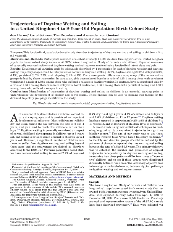 (PDF) Trajectories of Daytime Wetting and Soiling in a United Kingdom 4 ...