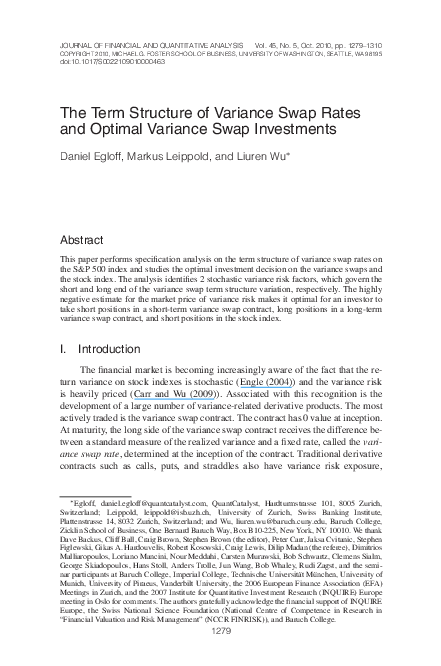 (PDF) The Term Structure of Variance Swap Rates and Optimal Variance ...