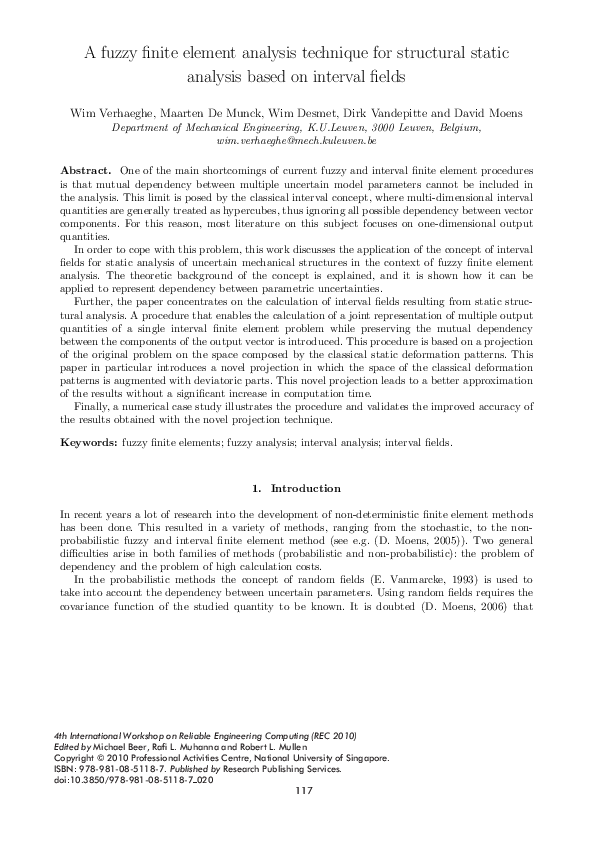 (PDF) A fuzzy finite element analysis technique for structural static analysis based on interval ...