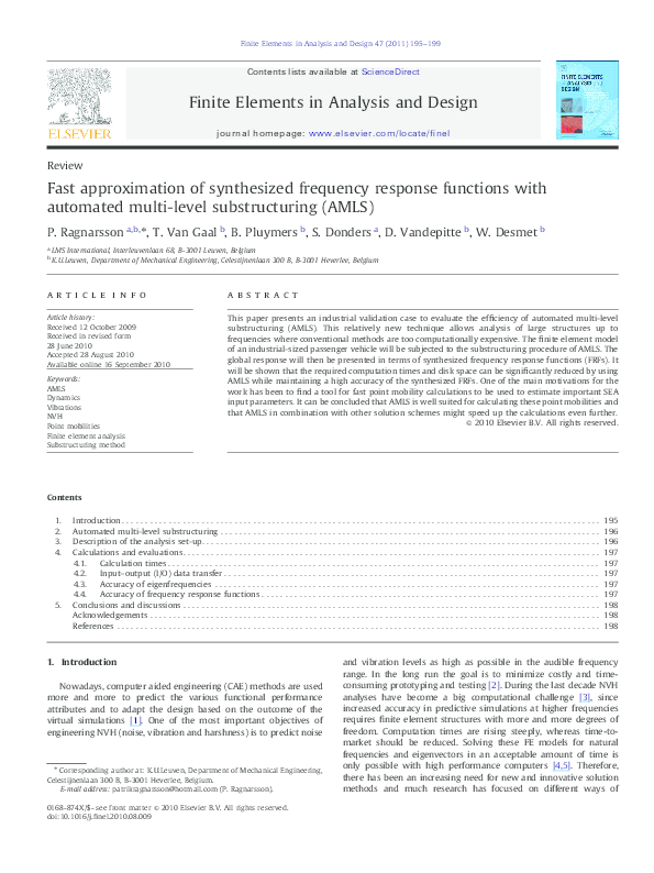 (PDF) Fast approximation of synthesized frequency response functions with automated multi-level ...