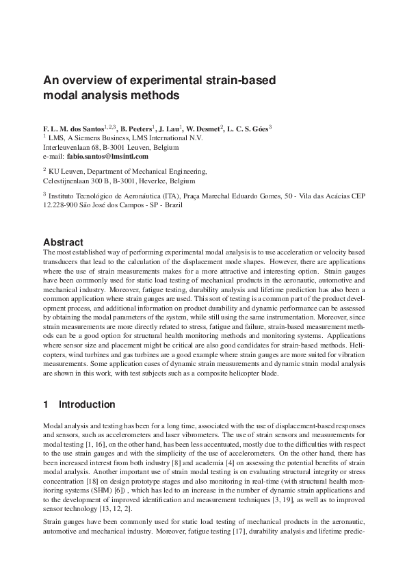 (PDF) An overview of experimental strain-based modal analysis methods