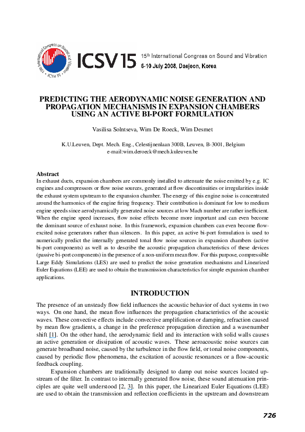 (PDF) Flow Duct Acoustics: Predicting The Aerodynamic Noise Generation And Propagation ...