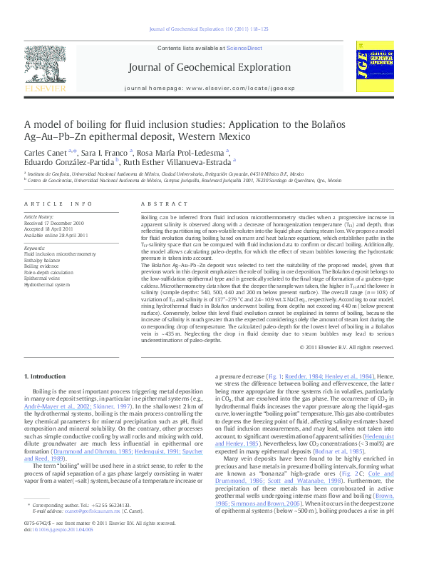 (PDF) A model of boiling for fluid inclusion studies: Application to ...