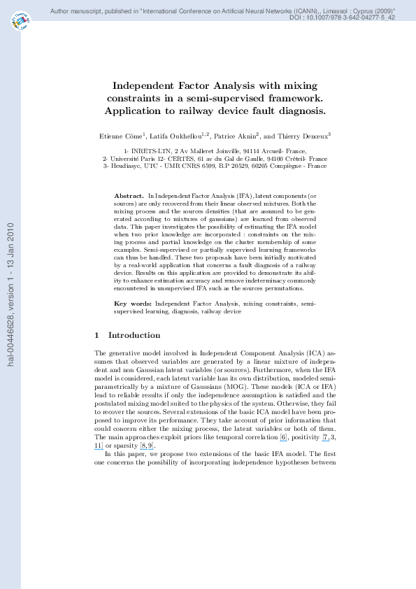 (PDF) Noiseless Independent Factor Analysis with Mixing Constraints in a Semi-supervised ...