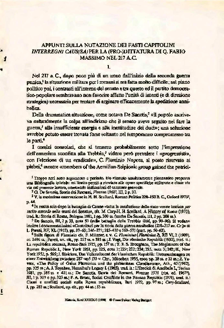 (PDF) Appunti sulla notazione dei Fasti Capitolini "Interregni caus(sa ...