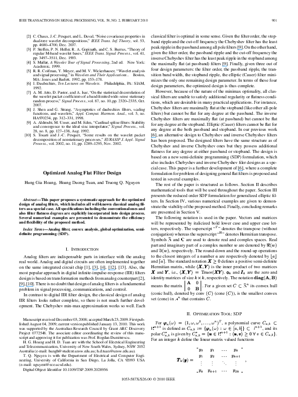 (PDF) Optimized analog flat filter design