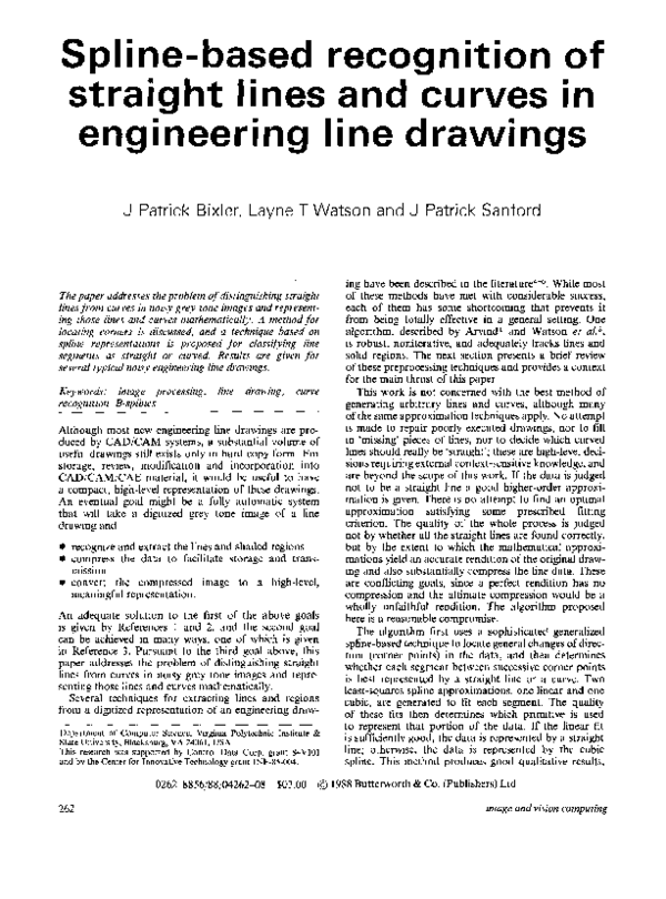 (PDF) Spline-based recognition of straight lines and curves in engineering line drawings