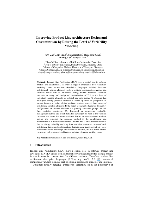 (PDF) Improving Product Line Architecture Design and Customization by ...
