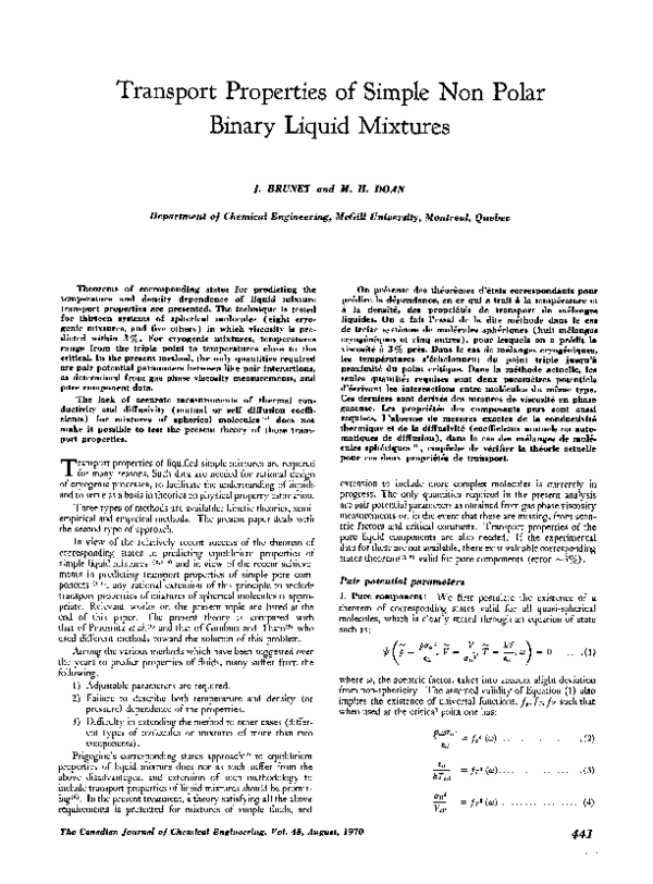(PDF) Transport properties of simple non polar binary liquid mixtures