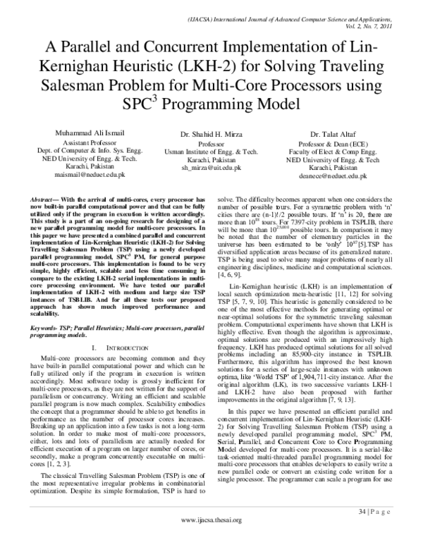 Pdf A Parallel And Concurrent Implementation Of Lin Kernighan Heuristic Lkh 2 For Solving