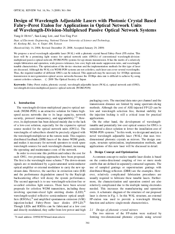 (PDF) Design of wavelength adjustable lasers with photonic crystal ...