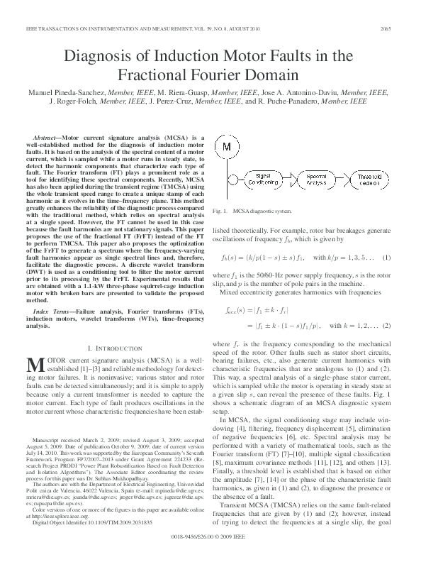(PDF) Diagnosis of Induction Motor Faults in the Fractional Fourier Domain