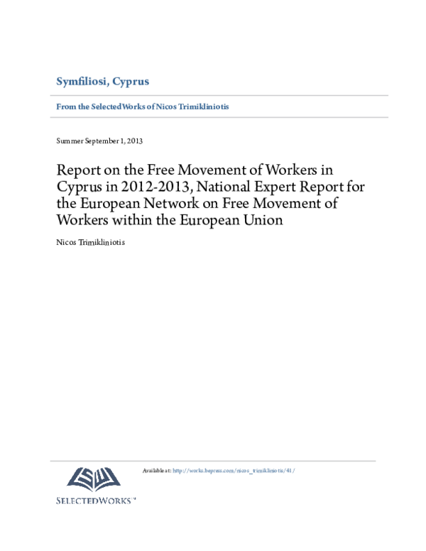 (PDF) Report on the Free Movement of Workers in Cyprus in 2012-2013 ...